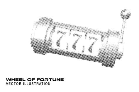행운의 하프 톤 휠 포스터 배너 전단지 템플릿 벡터 일러스트 레이 션 게임 슬롯 개념 카지노와 노름 기업을 위한 원형 망칠 모양 가능성에 대한 스톡 벡터 아트 및 기타