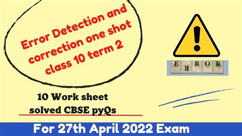 Editing Error Correction Class 10 Cbse Term 22021 22one Shot 10