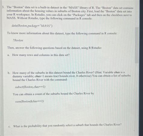 solved 3 the boston data set is a built in dataset in the