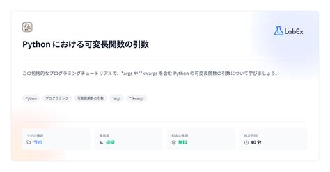 python の可変長関数の引数 args と kwargs labex