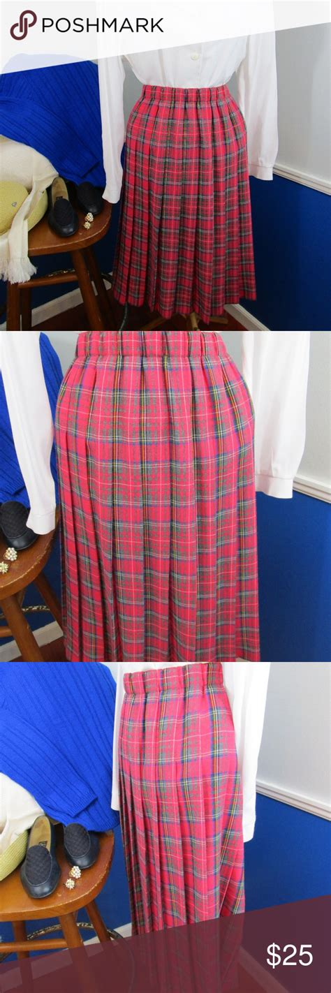 🎈hp🎈classic Vintage Red Plaid Pleated Skirt 10p Plaid Pleated Skirt