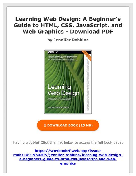 Pdf Learning Web Design A Beginners Guide To Html Css Javascript And Web Graphics By