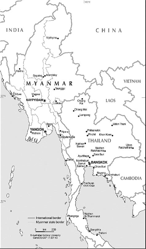 Burma Outline Map Myanmar Black White Map Royalty Free Vector Image
