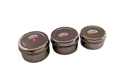 Buy Marwall Stainless Steel 3 Pcs Mini Container Dibbi Set 200ml 300ml 400ml Online At Low
