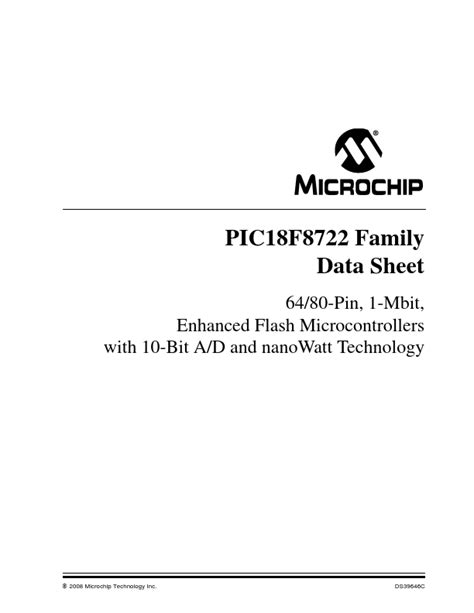 Pic18f8722 Pic18f6527 Datasheet Pdf Microchip Technology Enhanced