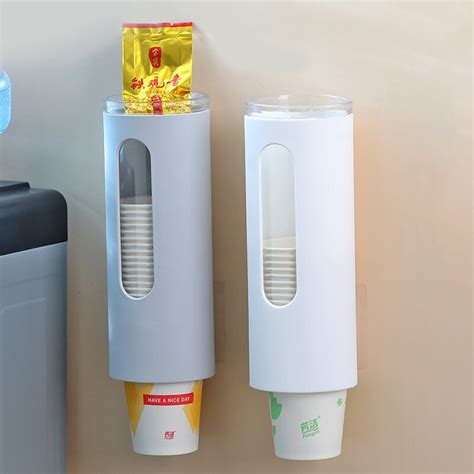 벽걸이 일회용 종이컵 디스펜서 당김 형 플라스틱 컵 홀더 방진 스토리지 랙 사무실 텀블러 홀더 주방 욕실용품