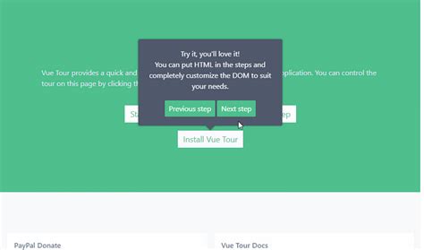 guide touristique de l application utilisant vue js et vue tour