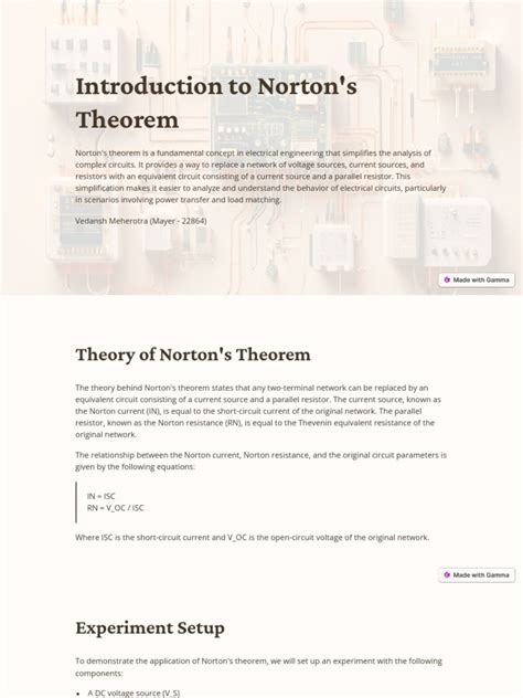 Introduction To Nortons Theorem Pdf