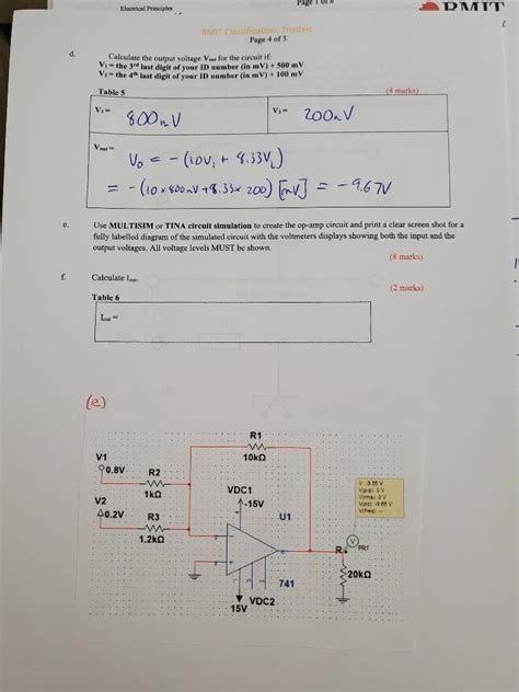 Solved Page 1 O Electrical Principles Rmit 7 Rmit