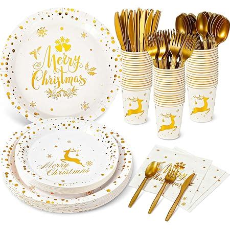Amazon Piece Merry Christmas Party Plates Napkins Cups Cutlery Wood Plank Design