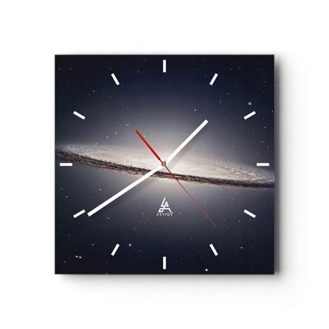 Duży zegar ścienny na ścianę 40x40 Galaktyka Zegar szklany Cichy