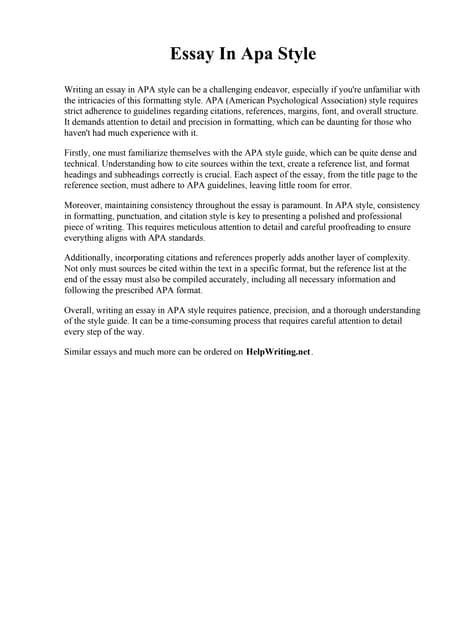 Apa Short Essay Format Pdf