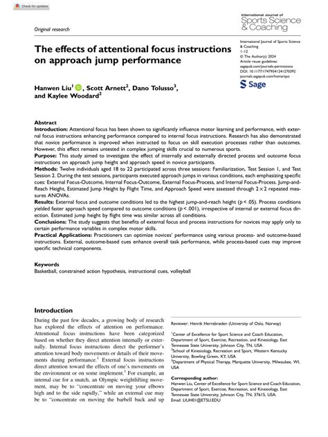 Pdf The Effects Of Attentional Focus Instructions On Approach Jump Performance