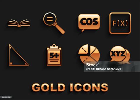 시험 또는 시험 시트 함수 수학 기호 Xyz 좌표계 그래프 일정 차트 다이어그램 삼각형 수학 함수 코사인 열린 책 및 계산 아이콘을 설정합니다 벡터 3차원 형태에 대한 스톡