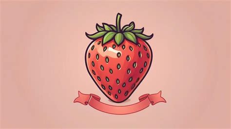 Premium Photo A Drawing Of A Strawberry With A Ribbon That Says