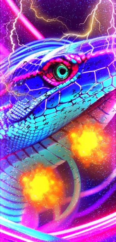 Vibrant Neon Python Artwork Free Download