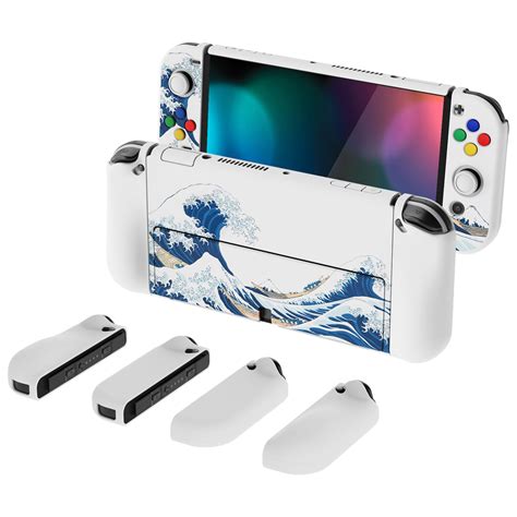 Playvital Nintendo Switch Oled Dockable Protective Case Cover Altergrips The Great Wave Off
