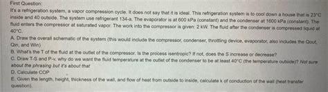 Solved It S A Refrigeration System A Vapor Compression Chegg