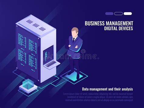 Data Mining Processing Big Data Isometric Concept Tech Cub Artificial Intelligence Ai Server
