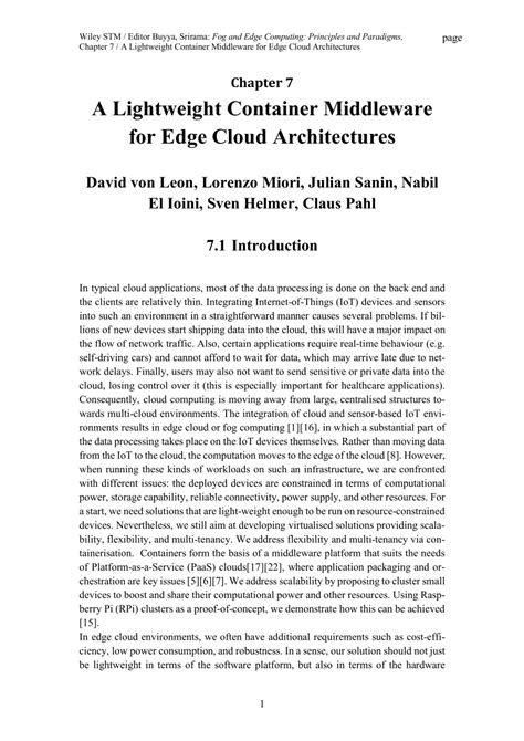 Pdf A Lightweight Container Middleware For Edge Cloud Architectures