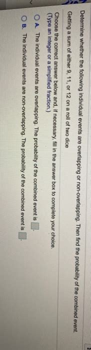 solved determine whether the following individual events are