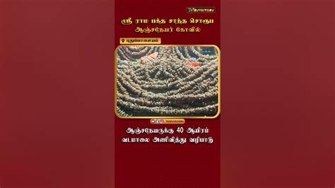 கரூர் புதுப்பாளையம் ஸ்ரீ ராம பக்த சாந்த சொரூப ஆஞ்சநேயர் கோவில் 40 ஆயிரம் வடமாலை அணிவித்து