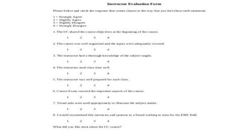 Free 8 Instructor Evaluation Forms In Pdf Ms Word