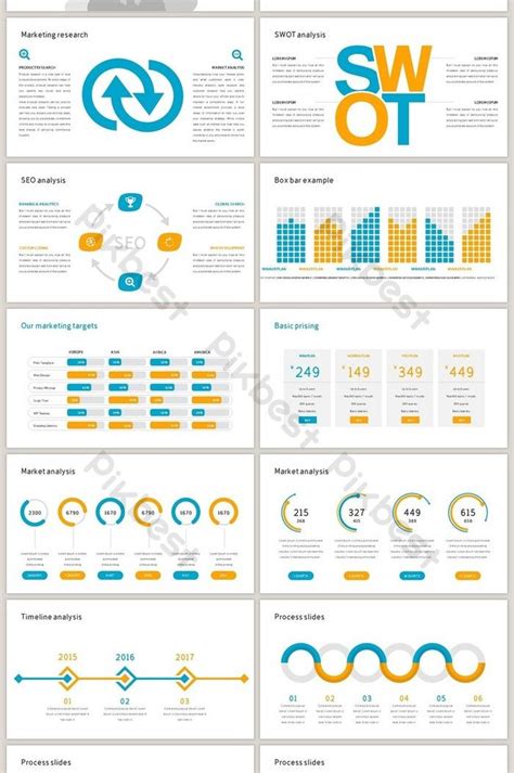 40 Page Yellow And Blue Color Information Visualization PPT Chart PowerPoint PPTX Template