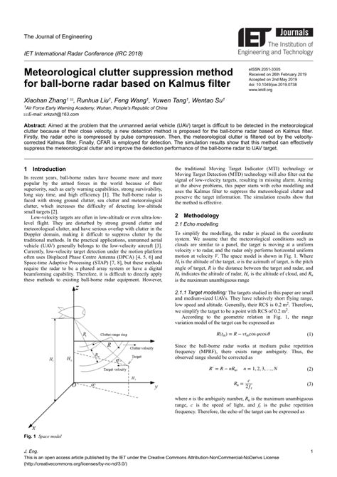 Pdf Meteorological Clutter Suppression Method For Ball Borne Radar