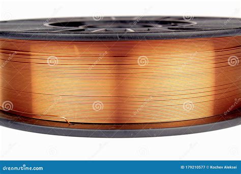 Copper Coated Steel Wire On A Plastic Spool Welding Wire Stock Image