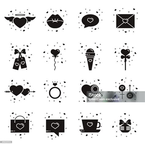 사랑 결혼 약혼 플랫 컬러 라인 디자인에 로맨틱 온라인 데이트 아이콘의 집합입니다 발렌타인 팩 기호 마음 키스 반지 태그 봉투 디저트 풍선 Brand Name Online