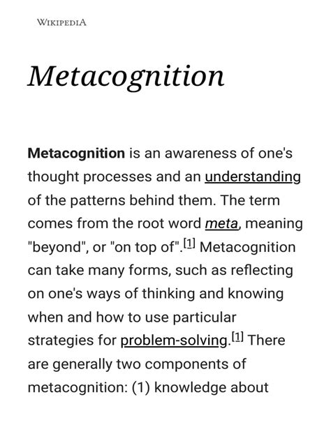 Metacognition Pdf Metacognition Attitude Psychology