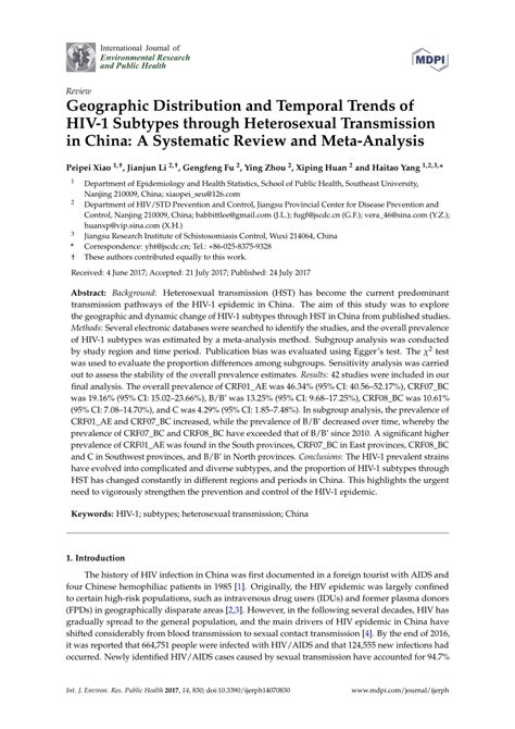 Pdf Geographic Distribution And Temporal Trends Of Hiv 1 Subtypes