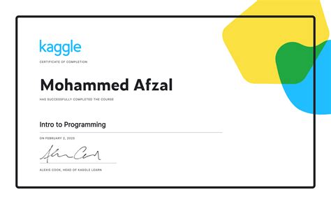 Mohammed Afzal Completed The Intro To Programming Course On Kaggle