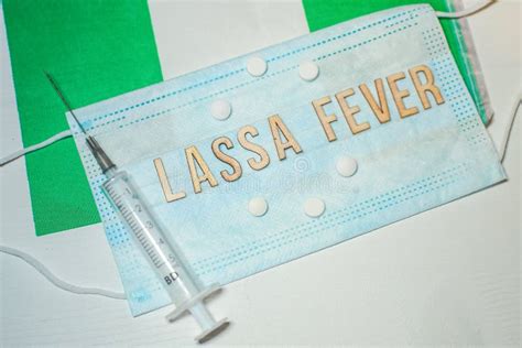 Nigerian Flag Under Words Lassa Fever Outbreak Concept Protective