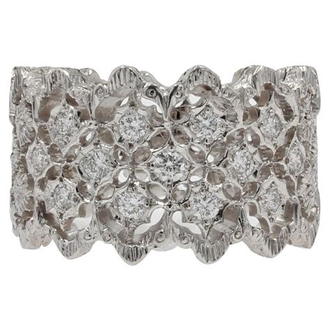 New Diamond Two Color Gold Filigree Band Ring At 1stdibs Wide Band