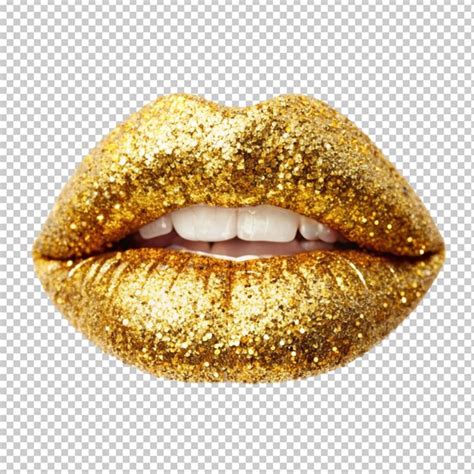Gold Glitter Lips Premium Ai Generated Psd