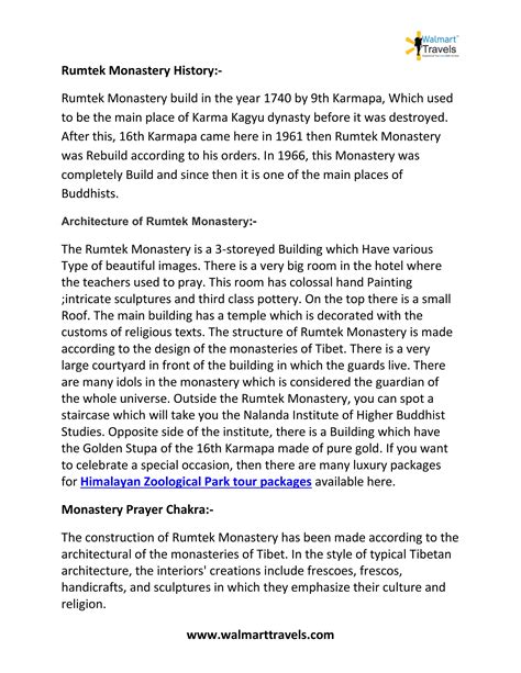 Rumtek Monastery Attraction For Tourist Pdf