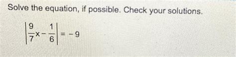 Solved Solve The Equation If Possible Check Your