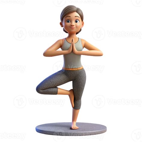 Vibrant Abstract Woman Doing Yoga Tree Pose Cutout Exclusive 57571454 Png