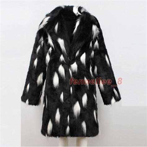 Men Faux Fox Fur Coat Winter Warm Thicken Windbreaker Jacket Overcoat