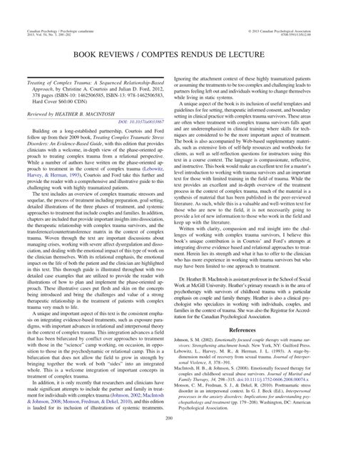 Pdf Review Of Treating Of Complex Trauma A Sequenced Relationship