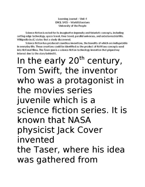LJ Unit 4 Learning Journal Learning Journal Unit 4 ENGL 1405
