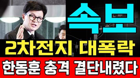 긴 급 🚨 2차전지 대폭락 실적쇼크 루머 미쳤네요 한동훈 충격 결단내렸습니다 에코프로 에코프로비엠 에코프로머티 포스코