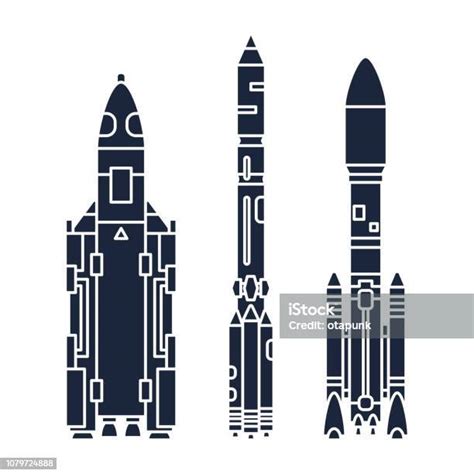 設置航空航太程式多級火箭的單色剪影向量圖示元素卡通風格的火箭 宇航員的冒險太空船技術例證空間調查星系標誌向量圖形及更多一組物體圖片 Istock