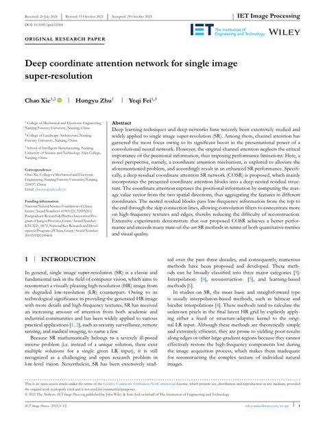 Pdf Deep Coordinate Attention Network For Single Image Super‐resolution