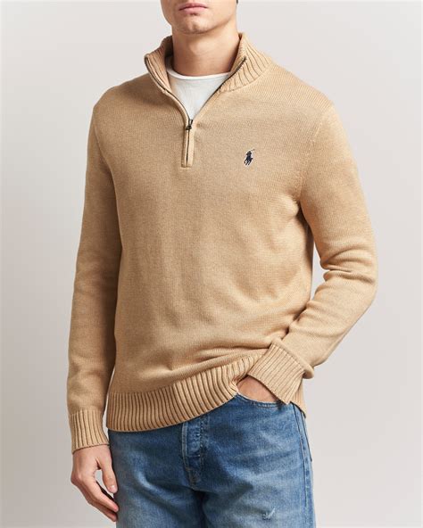Polo Ralph Lauren Double Knit Half Zip Sweater Tuscan Beige Heather At Care