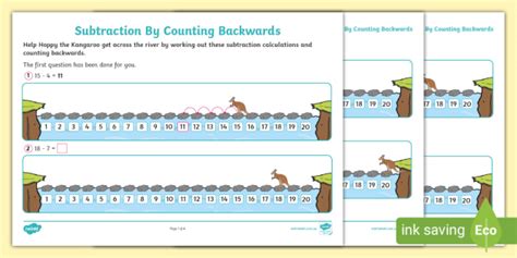 Subtraction By Counting Backwards Worksheet