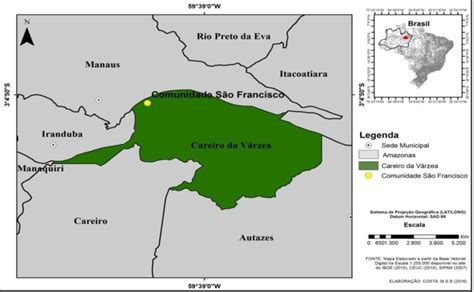 Mapa Ilha Do Careiro Município De Careiro Da Várzea Comunidade São