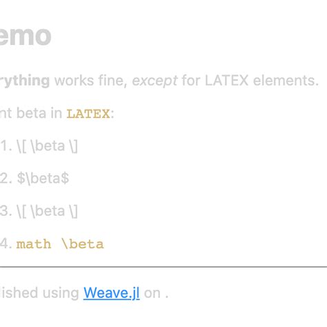 Fail To Render Latex Output Using Weave General Usage Julia